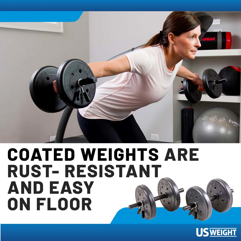 US Weight 105 Pound Barbell Weight Set for Home Gym| Adjustable Weight ...