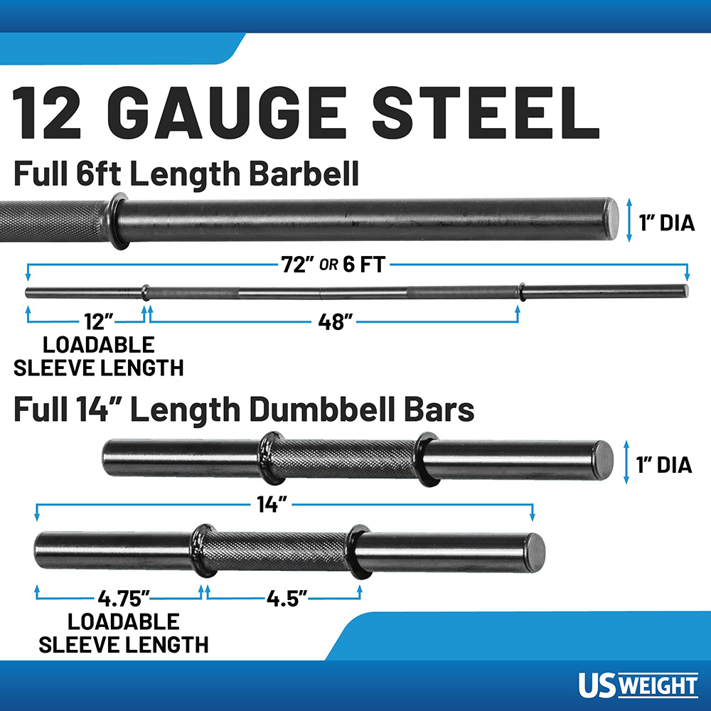 US Weight 105 Pound Barbell Weight Set for Home Gym| Adjustable Weight ...