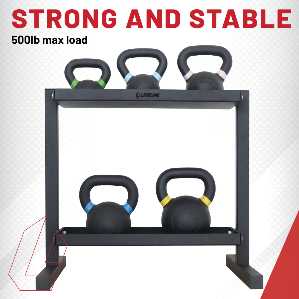 Lifeline Kettlebell Storage Rack - 2-Tier 500Lb Capacity | Lifeline Fitness