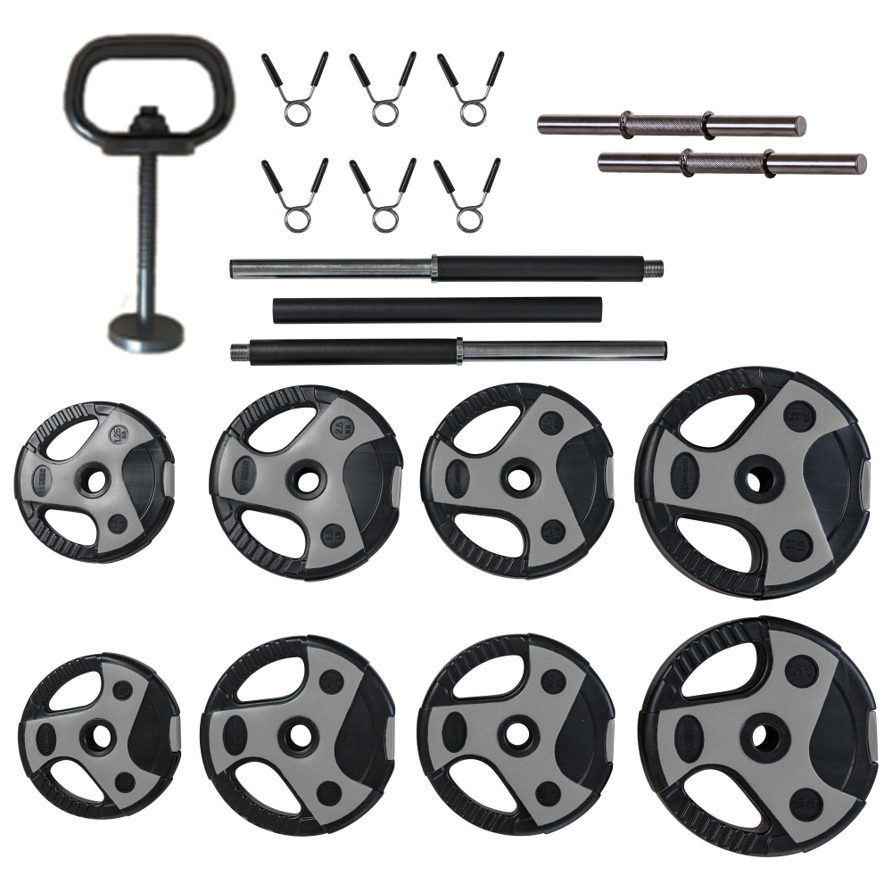 US Weight 54 Pound Adjustable Weight Set with Barbell, Dumbbells, and ...